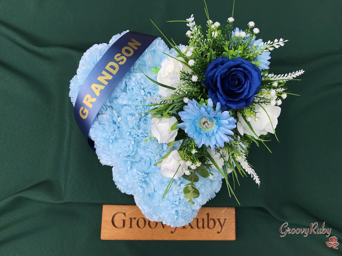 Baby Blue Family Named Heart Tribute – GroovyRuby Floral Tributes